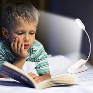 VAVOFO Clip On Book Light for Bed Kids, 7 LED Reading Light with 9-Level Warm Cool White Daylight, Eye Care Lamp with Power Indicator for Bookworms (White)