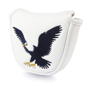 myartte eagle golf head cover mallet putter cover magnetic closure fit all heel shafted putter (white eagle)