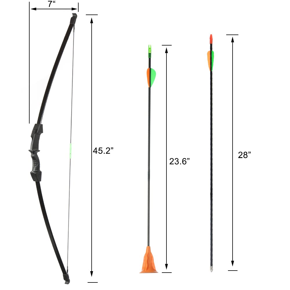 Huntingdoor Archery Bow Set Archery Bow and Arrows for Teenagers 45inch 15Lbs Takedown Recurve Bow with 3 Fiberglass Targeting Arrows and 3 Suction Cup Arrows Teens LH RH