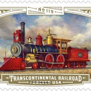 Transcontinental Railroad Sheet of 18 US First Class Postage Stamps American Golden Spike Train (18 Stamps)