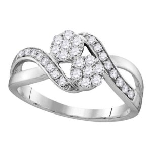 dazzlingrock collection 14kt white gold womens round diamond 2-stone bridal wedding engagement ring 1/2 ctw