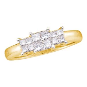 dazzlingrock collection 14kt yellow gold womens princess diamond 3-stone bridal wedding engagement ring 1/2 ctw