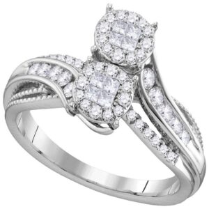 dazzlingrock collection 14kt white gold womens princess round diamond soleil bypass bridal wedding engagement ring 1/2 ctw