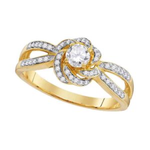 dazzlingrock collection 10k yellow gold womens round diamond solitaire bridal wedding engagement ring 3/8 ctw