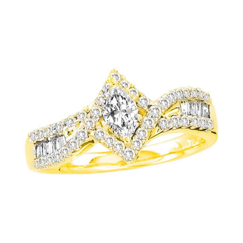 Dazzlingrock Collection 14kt Yellow Gold Womens Marquise Diamond Solitaire Bridal Wedding Engagement Ring 3/4 ctw