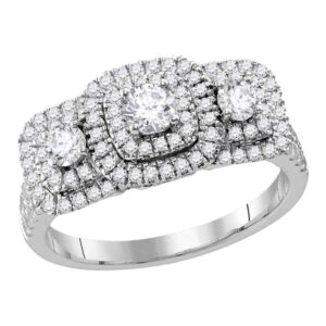 dazzlingrock collection 14kt white gold womens round diamond 3-stone bridal wedding engagement ring 1.00 ctw