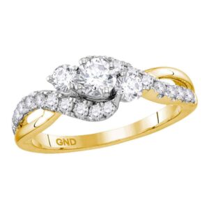 dazzlingrock collection 14kt yellow gold womens round diamond 3-stone bridal wedding engagement ring 7/8 ctw (certified)