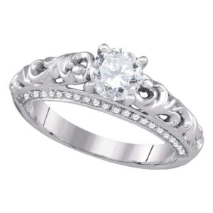 dazzlingrock collection 14kt white gold women's round diamond solitaire engagement ring 1.00 ctw