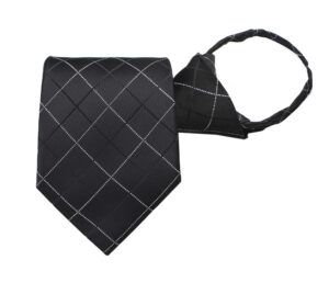 secdtie men's black white check clip on tie easily zipper silk repp neck wear giving for bf