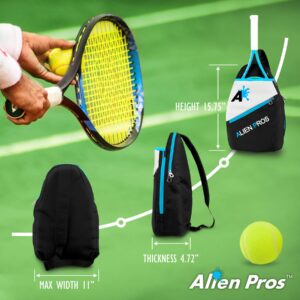 ALIEN PROS Lightweight Tennis Sling Backpack for your racket and other essentials - Pack quickly and lightly for tennis and in life - Tennis Racket Bag Sling Bag for men and women, Blue