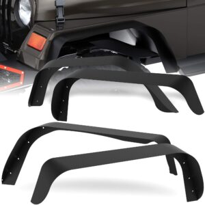 oedro flat fender flares compatible for 1997-2006 jeep wrangler tj & lj off-road front & rear wheel flares 4 pcs set solid steel guards