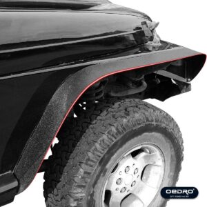 OEDRO Flat Fender Flares Compatible for 1997-2006 Jeep Wrangler TJ & LJ Off-Road Front & Rear Wheel Flares 4 PCS Set Solid Steel Guards