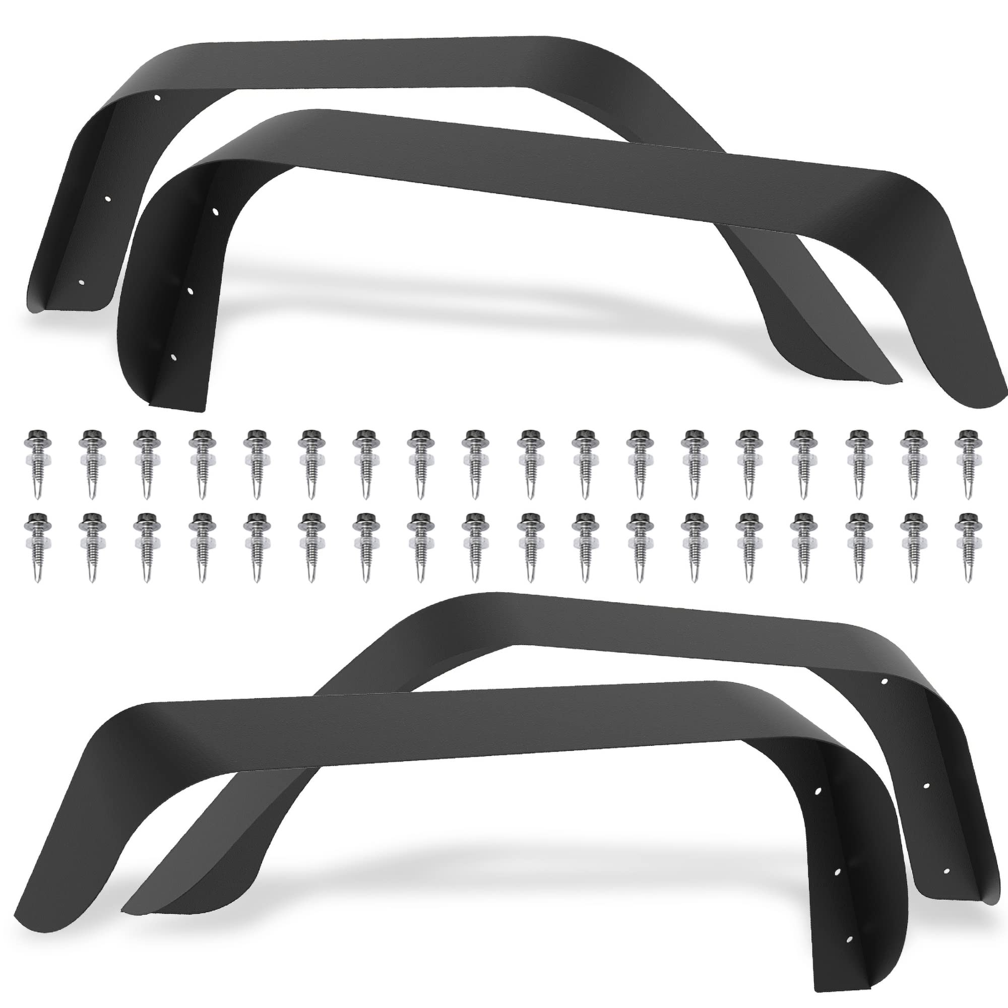 OEDRO Flat Fender Flares Compatible for 1997-2006 Jeep Wrangler TJ & LJ Off-Road Front & Rear Wheel Flares 4 PCS Set Solid Steel Guards