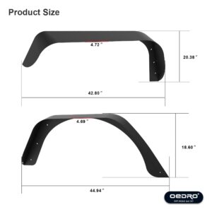 OEDRO Flat Fender Flares Compatible for 1997-2006 Jeep Wrangler TJ & LJ Off-Road Front & Rear Wheel Flares 4 PCS Set Solid Steel Guards