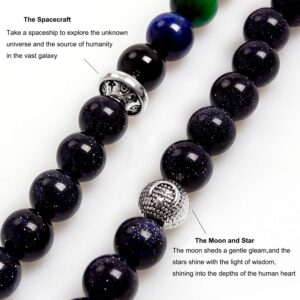 PWMENLK 108 Mala Beads Meditation Necklace 7 Chakra Buddhist Prayer Beaded Bracelet Tree of Life Pendant Necklace Healing Stone Yoga Necklace Women Men Bracelets(solar system)