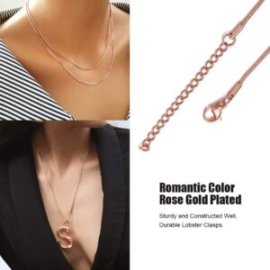 316L Stainless Steel Snake Chain Rose Gold 1mm Thin Slim Necklace Chain for Women, 22"