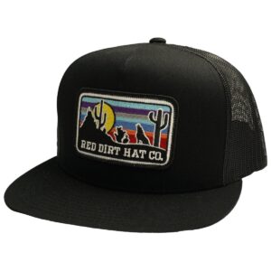 red dirt hat company coyote black desert scene patch cap black o/s