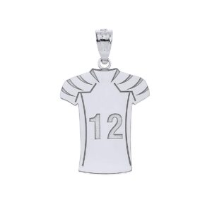 sports charms sterling silver customized football jersey pendant with your name and number