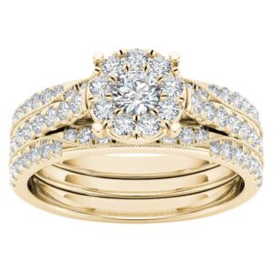 diamond2deal 14k gold 1 cttw natural diamond engagement bridal ring wedding band ring set i2-h-i