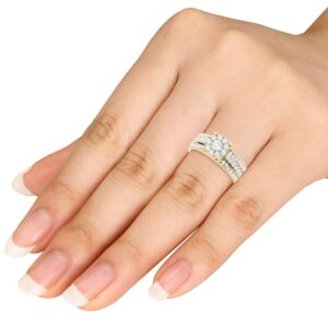 Diamond2Deal 14k Gold 1 cttw Natural Diamond Engagement Bridal Ring Wedding Band Ring Set I2-H-I