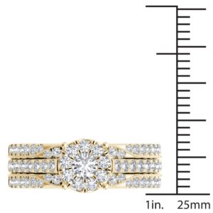 Diamond2Deal 14k Gold 1 cttw Natural Diamond Engagement Bridal Ring Wedding Band Ring Set I2-H-I