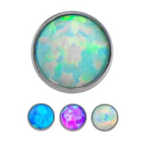 Pierced Owl Set of 3 Synthetic Opal Round Internally Threaded Titanium Dermal Anchor Tops (3mm)