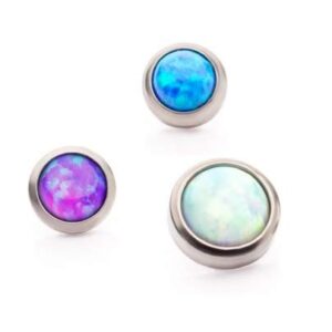 Pierced Owl Set of 3 Synthetic Opal Round Internally Threaded Titanium Dermal Anchor Tops (3mm)