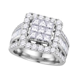 dazzlingrock collection 14kt white gold womens princess diamond cluster bridal wedding engagement ring 3.00 ctw