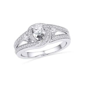 dazzlingrock collection 10k white gold womens round diamond bridal wedding engagement anniversary ring 1/2 ctw