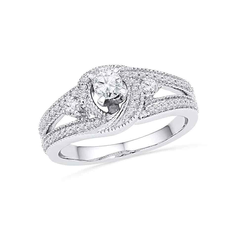 Dazzlingrock Collection 10k White Gold Womens Round Diamond Bridal Wedding Engagement Anniversary Ring 1/2 ctw