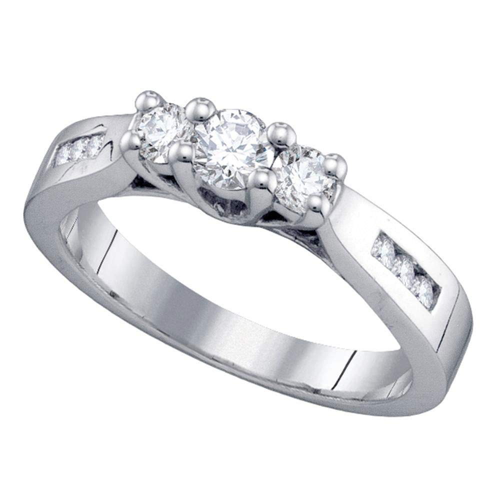 Dazzlingrock Collection 14k White Gold Women's Round 3 Stone Diamond Engagement Ring 1/2 ctw