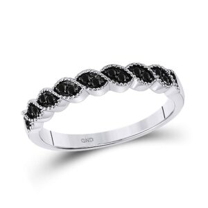 dazzlingrock collection 10k white gold black round diamond women's anniversary band 1/6 ctw