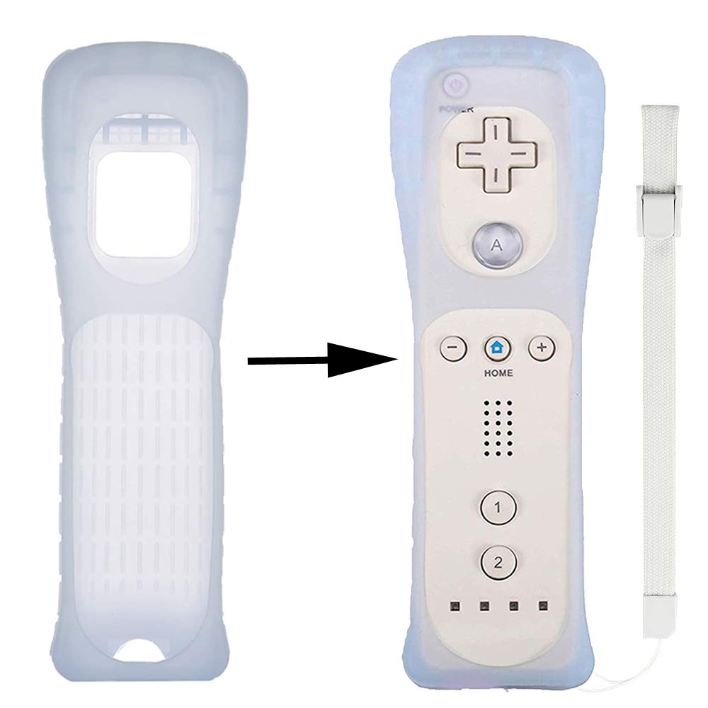 Lactivx 2X Wii Silicone Case Cover with Wrist Strap for Wii Remote Controller (White)