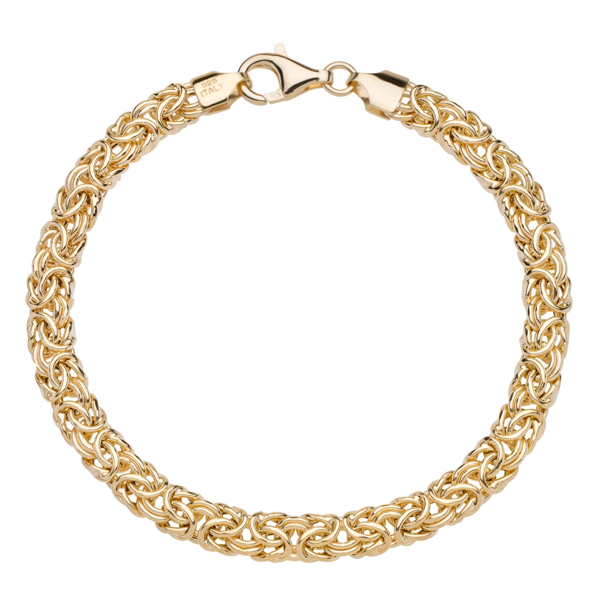 Miabella Italian 18K Gold Over Sterling Silver Byzantine Bracelet for Women, Handmade in Italy (Length 7 Inches (Small))