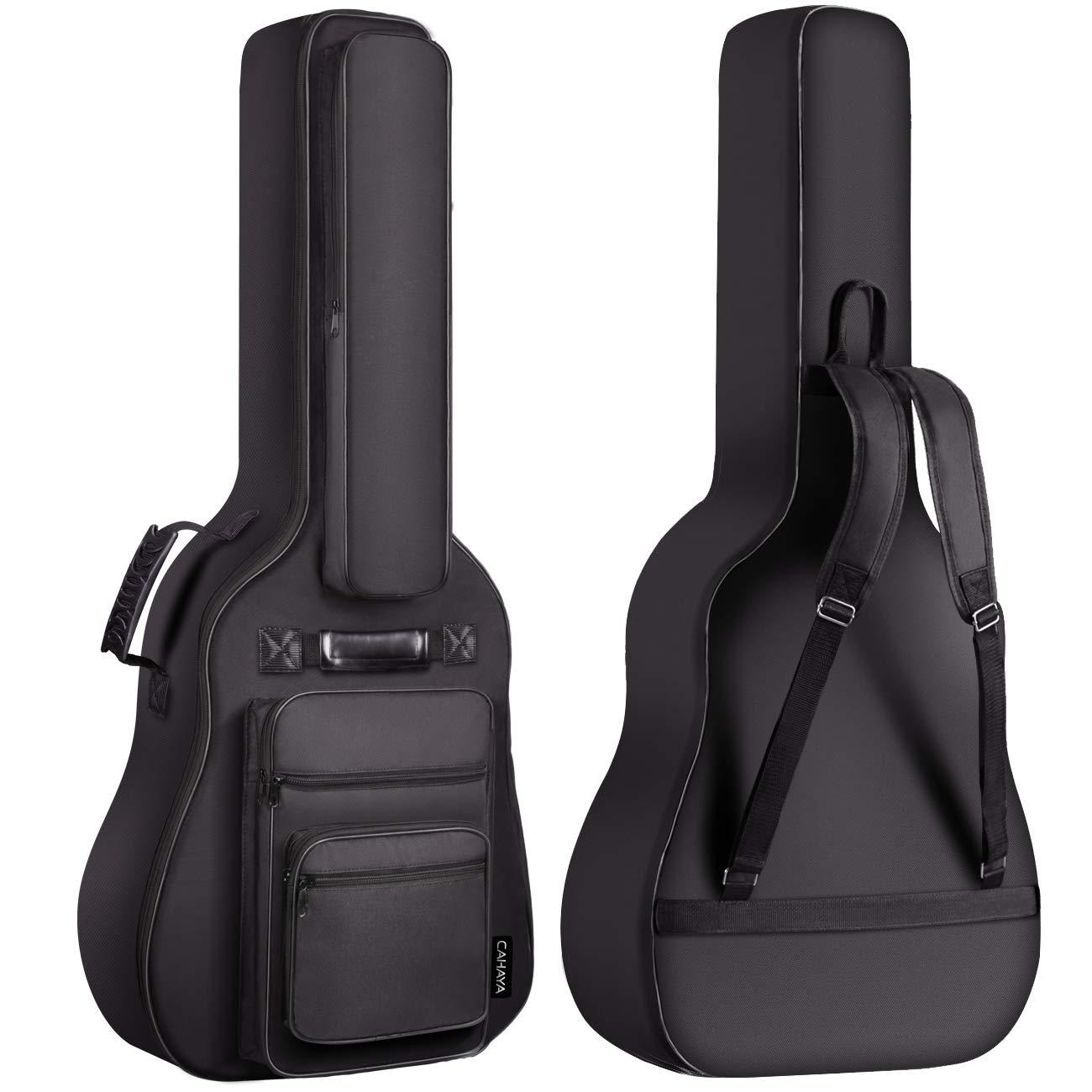 CAHAYA 40 41 42 In Multi-pockets Acoustic Guitar Bag 6 Pockets 0.4In 10mm Thick Padding Water Resistent Guitar Case Gig Bag CY0181