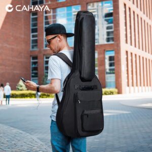 CAHAYA 40 41 42 In Multi-pockets Acoustic Guitar Bag 6 Pockets 0.4In 10mm Thick Padding Water Resistent Guitar Case Gig Bag CY0181