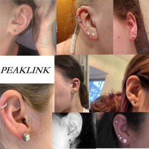 PEAKLINK Flower Opal Labrets Studs 16g Titanium Medusa Piercing Jewelry Tragus Helix Piercings Cartilage Studs Curated Ear Set 6mm