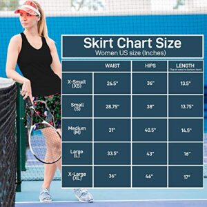 XrSzChic Womens Tennis Golf Skirt Athletic Exercise Printed Skorts Short Pocket Black Peacock, Large