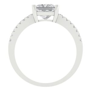 Clara Pucci 1.6ct Princess Cut Solitaire Stunning Moissanite Proposal Designer Wedding Bridal art deco Anniversary Ring 14k White Gold 9