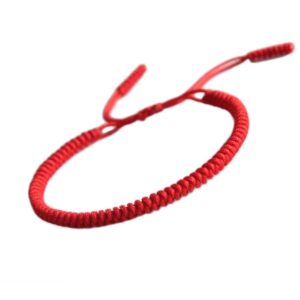 menglina men women chinese lucky red string bracelet tibetan buddhist prayer handmade yoga prayer rope mala bracelet adjustable size (red)