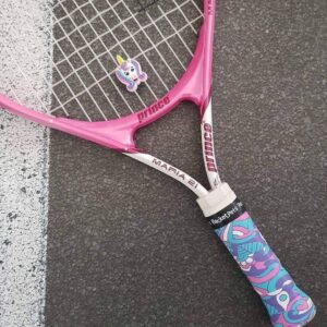 Racket Pets Kids Tennis Racket Dampener & Matching Overgrip Tape, Performance Shock Absorbing Dampener for Tennis Racket & Fun Animal Print Tennis Wrap Grip Tape (Unicorn)