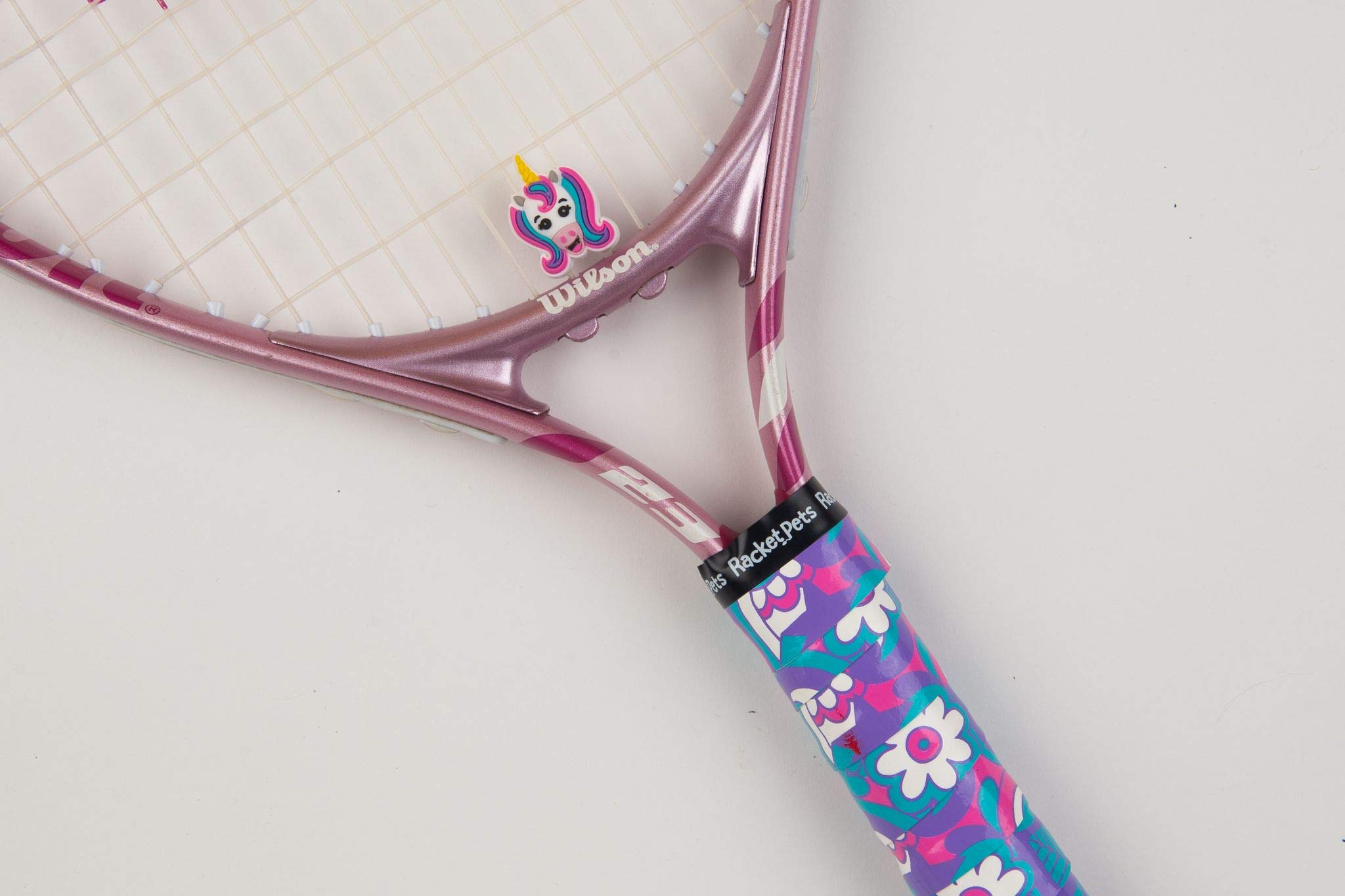 Racket Pets Kids Tennis Racket Dampener & Matching Overgrip Tape, Performance Shock Absorbing Dampener for Tennis Racket & Fun Animal Print Tennis Wrap Grip Tape (Unicorn)