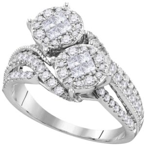 dazzlingrock collection 14kt white gold womens princess diamond cluster bridal wedding engagement ring 1.00 ctw