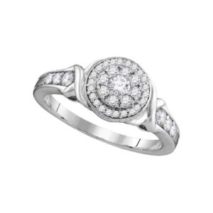 dazzlingrock collection 10kt white gold womens round diamond solitaire halo bridal wedding engagement ring 1/2 ctw