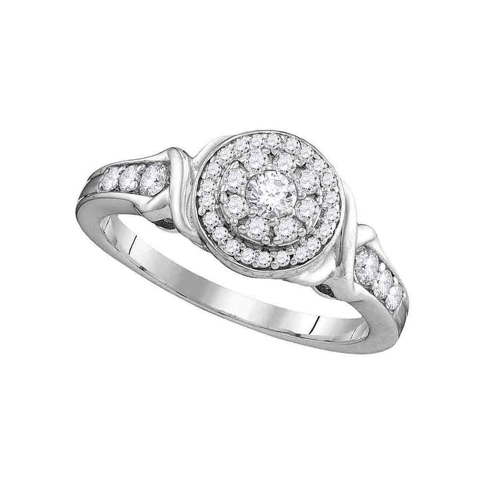 Dazzlingrock Collection 10kt White Gold Womens Round Diamond Solitaire Halo Bridal Wedding Engagement Ring 1/2 ctw