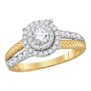 dazzlingrock collection 14kt yellow gold womens round diamond round egl bridal wedding engagement ring 1.00 ctw