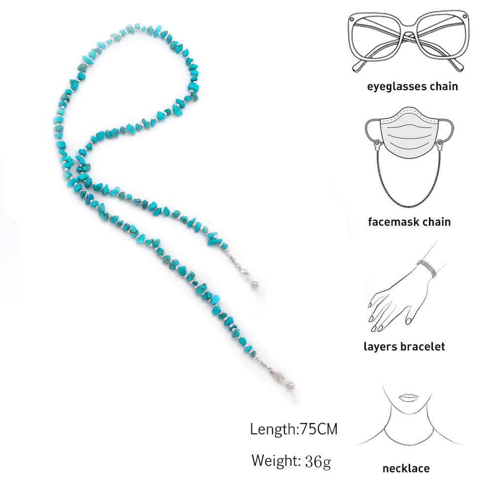 KAI Top Eyeglass Chain Strap Holder Cord Sunglass Chain Fashion Chip Beaded Mask Lanyard Chain Face Mask Chain for Women