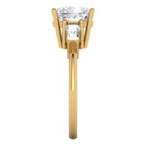 Clara Pucci 3.44ct Cushion cut 3 stone Solitaire Moissanite Designer Wedding Bridal art deco Anniversary Ring 14k Yellow Gold 3.50