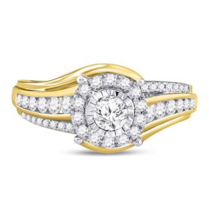 Dazzlingrock Collection 14kt Yellow Gold Womens Round Diamond Solitaire Bridal Wedding Engagement Ring 3/4 ctw