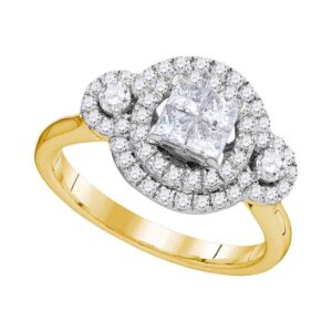 dazzlingrock collection 14kt yellow gold womens princess diamond circle frame cluster bridal wedding engagement ring 3/4 ctw